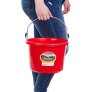 Plastic Animal Feed Bucket (Purple) - Little Giant - Round Plastic Feed Bucket with Metal Handle (8 Quarts / 2 Gallons) (Item No. P8RED6)
