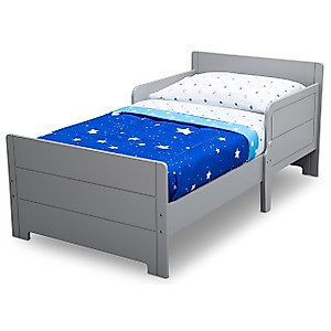 Delta Children MySize Toddler Bed, Grey, Dual Sided Recycled Fiber Core Mattress, Waterproof Cover, Holds up to 50 lbs