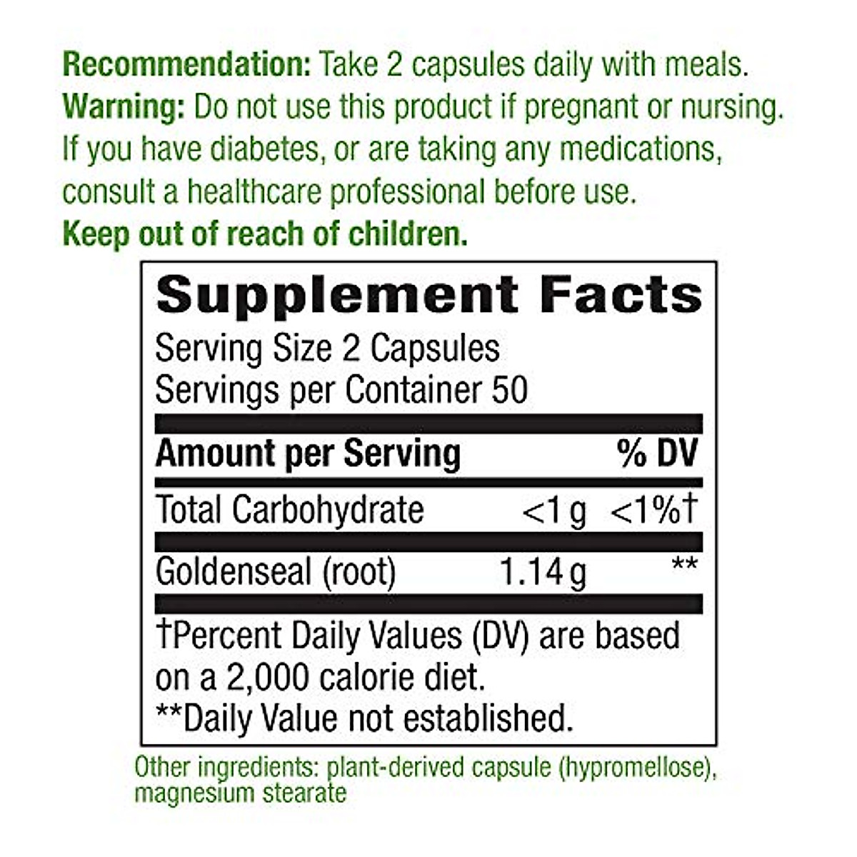 Nature’s Way Goldenseal Root, Traditional Digestive Support*, 100 Capsules
