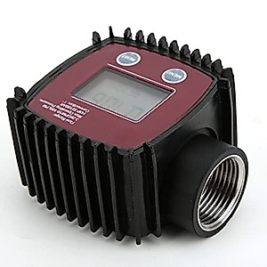 Oil Counter Gas Thread Sensor K25 1in Female Thread Flowmeter Digital Display Water Liquid Flow Sensor 10‑100L/MIN(Red)