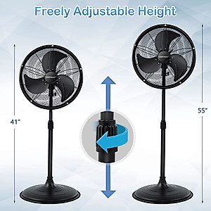 COSTWAY Outdoor Misting Fan, 20-Inch Pedestal Fan with Adjustable Height, 3 Speeds, 90° Oscillation, Rustproof Steel Frame and 6.5 FT Water Inlet Pipe, Oscillating Fan for Cooling Outdoor Spaces