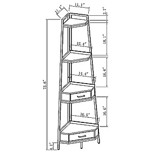 LifeSky Modern Corner Ladder Shelf - 72.64 Inch Tall Corner Shelves - 4-Tier Corner Bookshelf for Living Room White