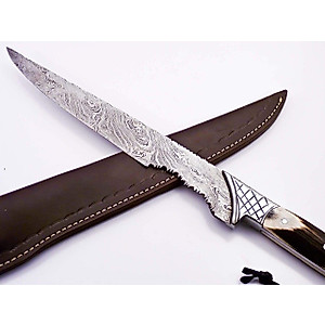 Custom Damascus Knife Hunting Knife Outdoor Knife With Stag Antler Handle