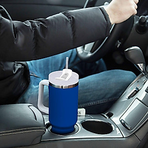 Royal Blue 40 oz Tumbler with Handle and Straw Lid, Insulated Coffee Cup Reusable Stainless Steel Water Bottle Travel Mug Cupholder Friendly,Gifts for Women Men