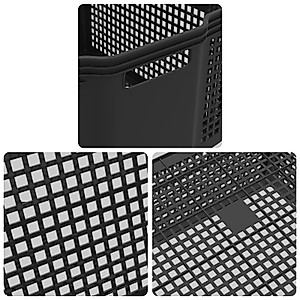 Drephia 12 Pack Large Storage Plastic Basket, Stacking Organizer Bins, 14.17" x 10.70" x 7.12", Black