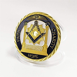 Very Beautiful Masonic Gold Commemorative Coins Freemason Medal Gold Plated Coin Association Under A Brotherhood of Man