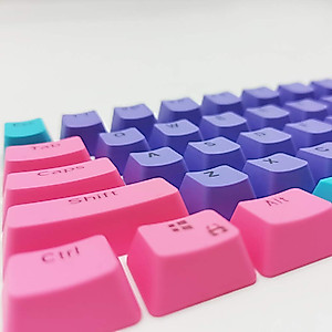 WHYSP 61 PBT Keycaps for 60 Percent Keyboard, Backlit Keycap Set for Mechanical Gaming Keyboard OEM Profile Blue Keycaps with Key Puller for Cherry MX Switches (Peach)