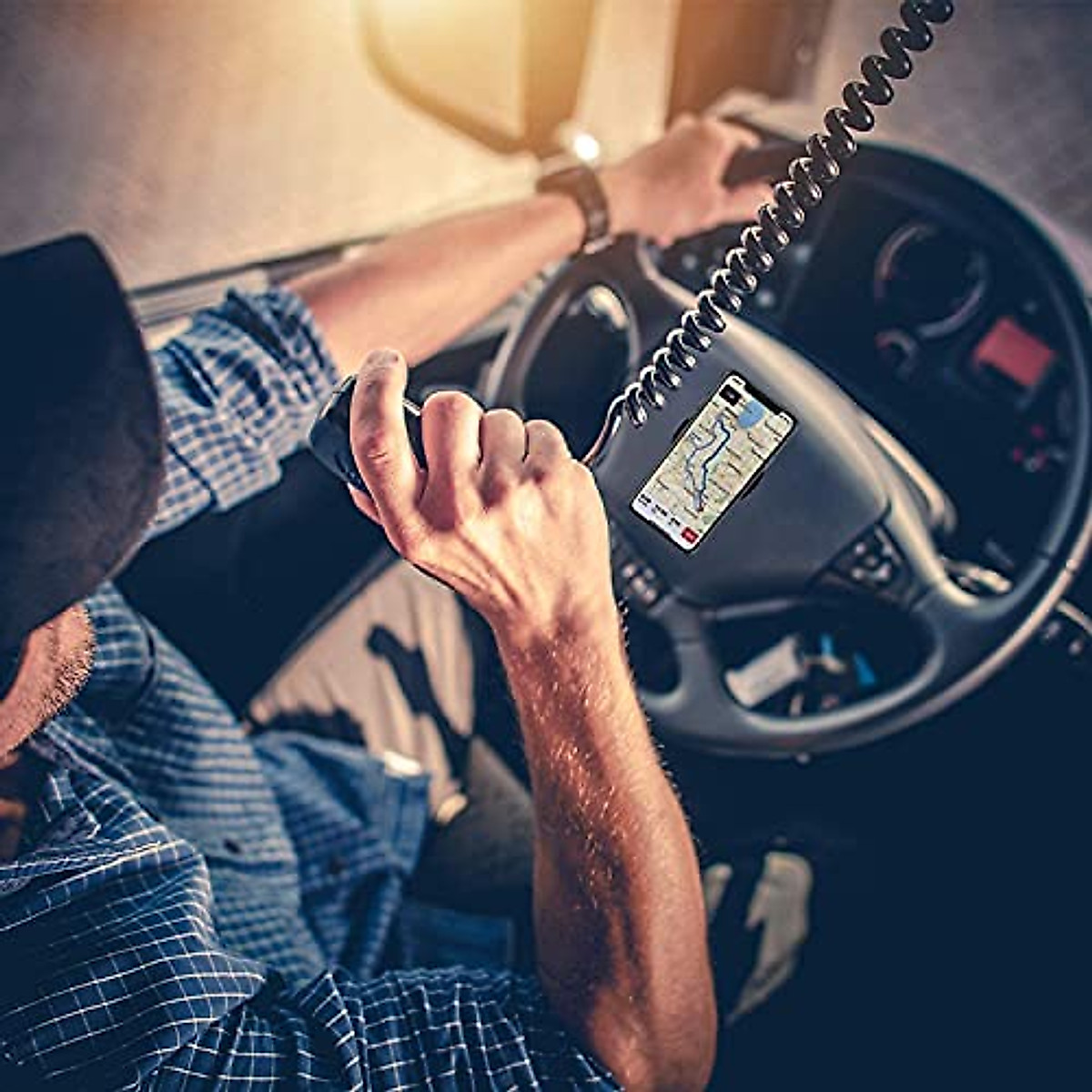 SafeVuu Universal Phone Holder | Steering Wheel Turns - Phone Does Not - Hook & Loop Attachment - Drive Hands Free – for GPS, Speaker Phone, Video Chat & Ideal for Trucks - Golf Carts