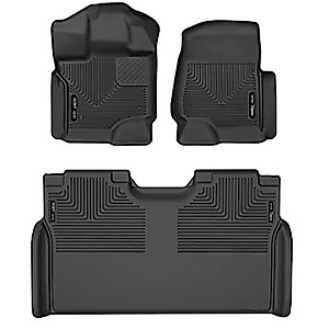 Husky Liners - Weatherbeater | Fits 2015 - 2024 Ford F-150 SuperCrew (includes 22 - 24 Lightning Models) w/o Fold Flat Storage - Front & 2nd Row Liner - Black, 3 pcs. | 94041