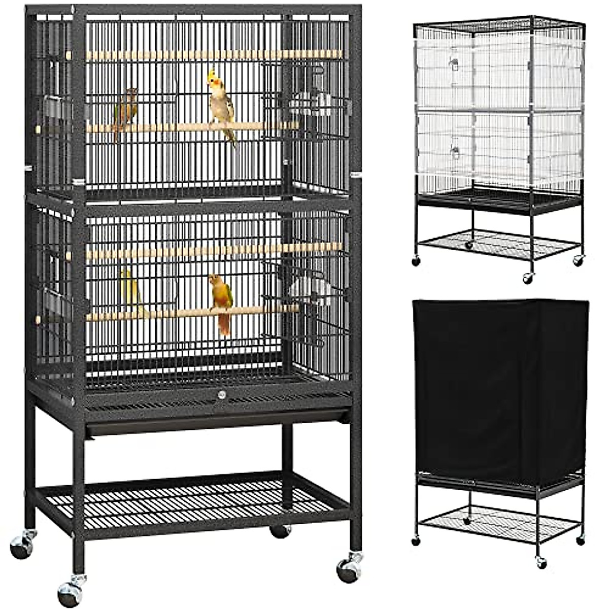 YITAHOME 52 inches Birdcage Cover and Bird Cage Seed Catcher, Bird Cages for Parakeets, Parrot, Cockatiel, Pigeon, Flight cage for Birds