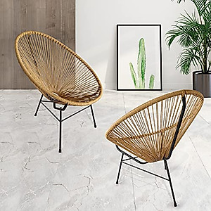 PRIVATE GARDEN Outdoor Indoor Acapulco Chairs Set of 2 Gorgeous Patio Conversation Bistro Set with High Back and Heavy Duty Frame Suitable for Small Space, Balcony, Porch, Garden, Living Room