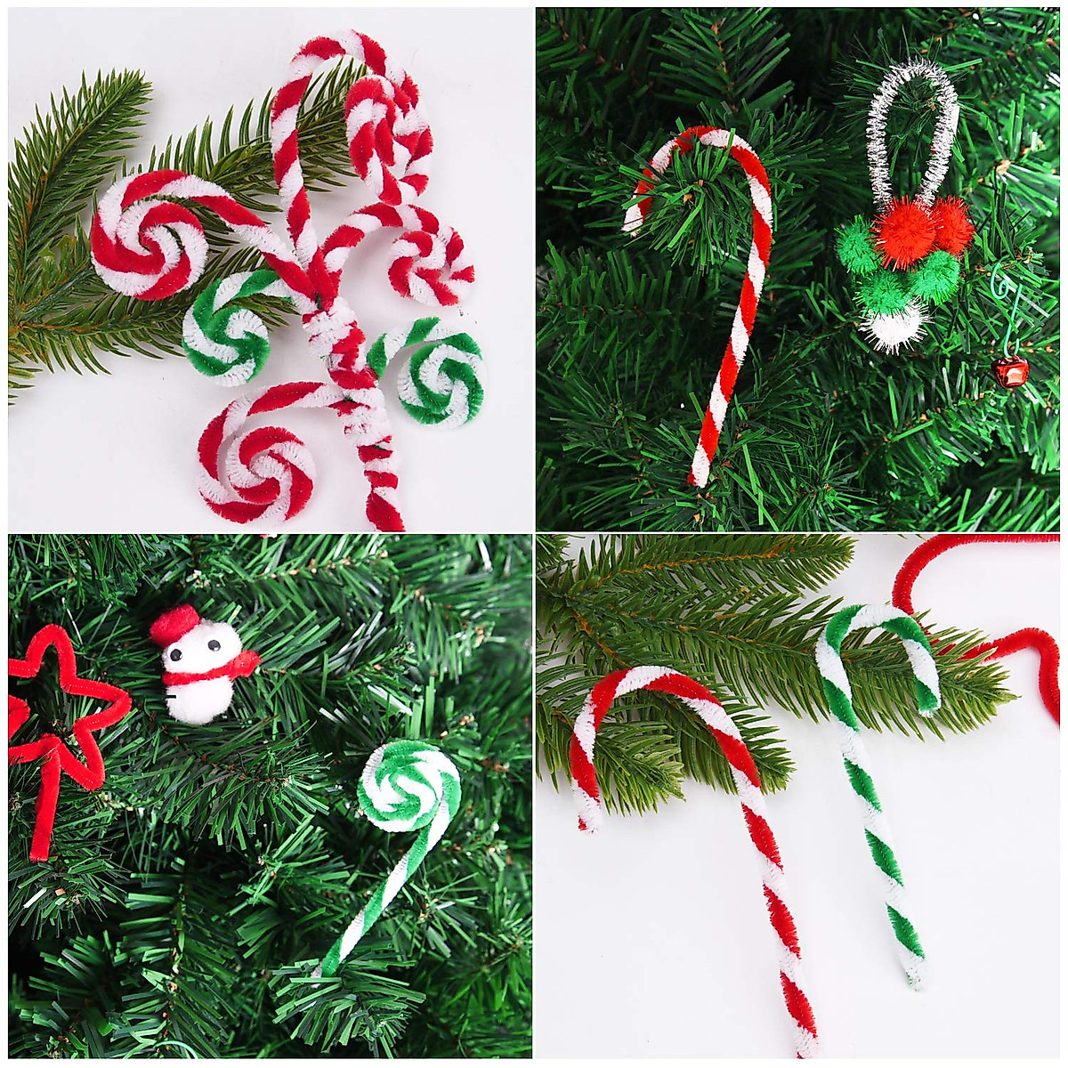 Livder 400 Pieces Christmas Pipe Cleaners Chenille Stem, Red Green Glitter DIY Art Crafts, 4 Colors