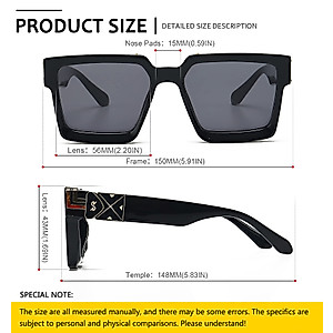 Retro Rectangular Sunglasses Men Women Square Thick Vintage Punk Rock Hip Hop Glasses