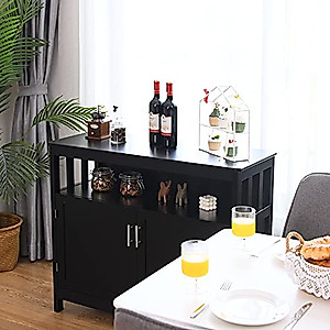 LOKO Buffet Cabinet with Storage, Bar Cabinet with Five-Position Adjustable Shelf, Wine Cabinet Sideboard Console Table, 40 x 16 x 34 inches (Black)