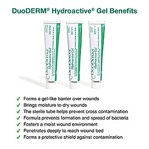 ConvaTec DuoDERM Hydroactive Sterile Gel, 15 Grams Tube for Management of Partial and Full-Thickness Wounds, Aids Autolytic Debridement, 187990, Box of 10 Tubes