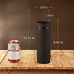 MEWAY 20oz Skinny Tumblers 12 Pack Double Wall Acrylic Tumbler with Lid and Straw,Matte Pastel Colored Reusable Plastic Cups With Straw for Parties, Birthdays,Customization DIY Gifts(Black,Set of 12)