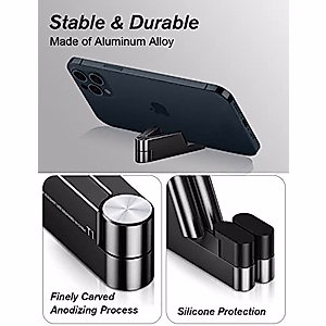 MONEER Cell Phone Stand, Phone Stand for Desk, Foldable & Portable iPhone Stand, Phone Holder Stand Compatible with All Mobile Phone, iPhone, iPad Mini, Tablet 4-10.5" (Black)