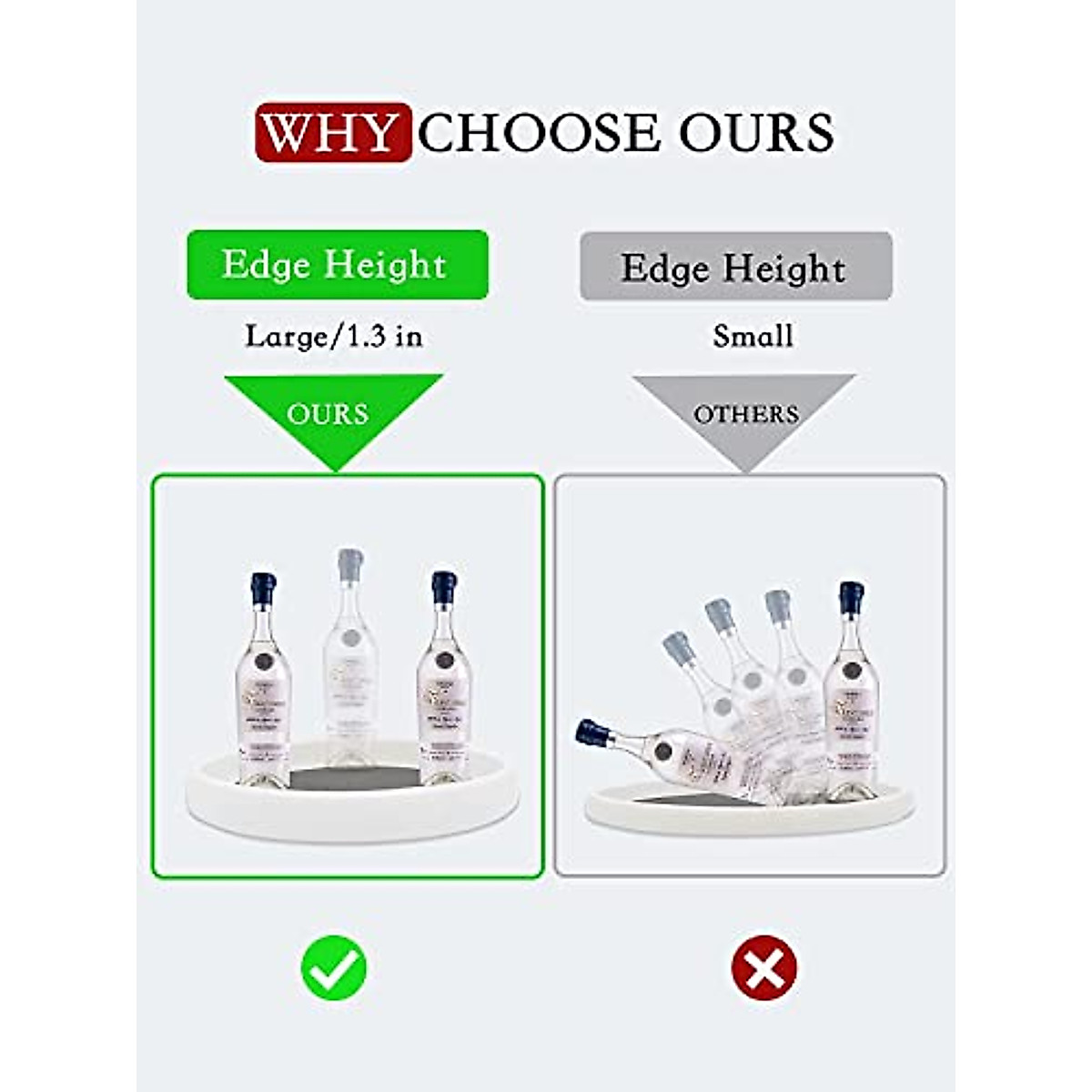 EVERQUEIN Lazy Susan Organizer, Lazy Susan Turntable for Cabinet Refrigerator Kitchen Pantry Bathroom, Non-Skid 360° Rotating, Plastic (2 Pack, 10 Inch)