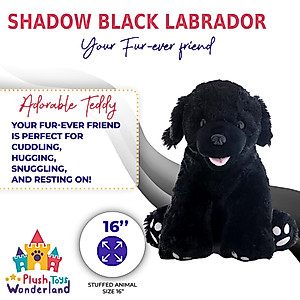 PLUSH TOYS WONDERLAND Shadow The Black Labrador 16-Inch Plush Toy – Soft & Cuddly Stuffed Animal Dog, Realistic Lab Puppy Plushie, Cute Black Lab Toy for Snuggling, Gifts for Kids & Dog Lovers