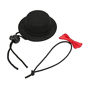 Reptile Hat and Bow Tie,Cute Adjustable Lizard Harness and Leash Soft Leather Bearded Dragon Valentine's Day Clothes Set for Amphibians and Other Small Pet