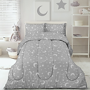 Utopia Bedding All Season Moon Star Comforter Set with 2 Pillow Cases, 3 Piece Soft Brushed Microfiber Kids Bedding Set for Boys/Girls, Machine Washable (Twin)