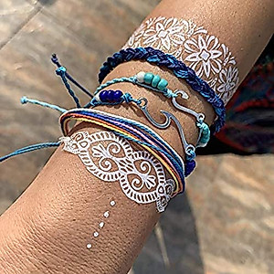 Long tiantian Cute String Bracelets for Women Trendy Summer Stuff Boho Friendship Bracelets Waterproof 4ocean Bracelets Outfits Adjustable Wave Surfer Beach Bracelets Stocking Stuffers