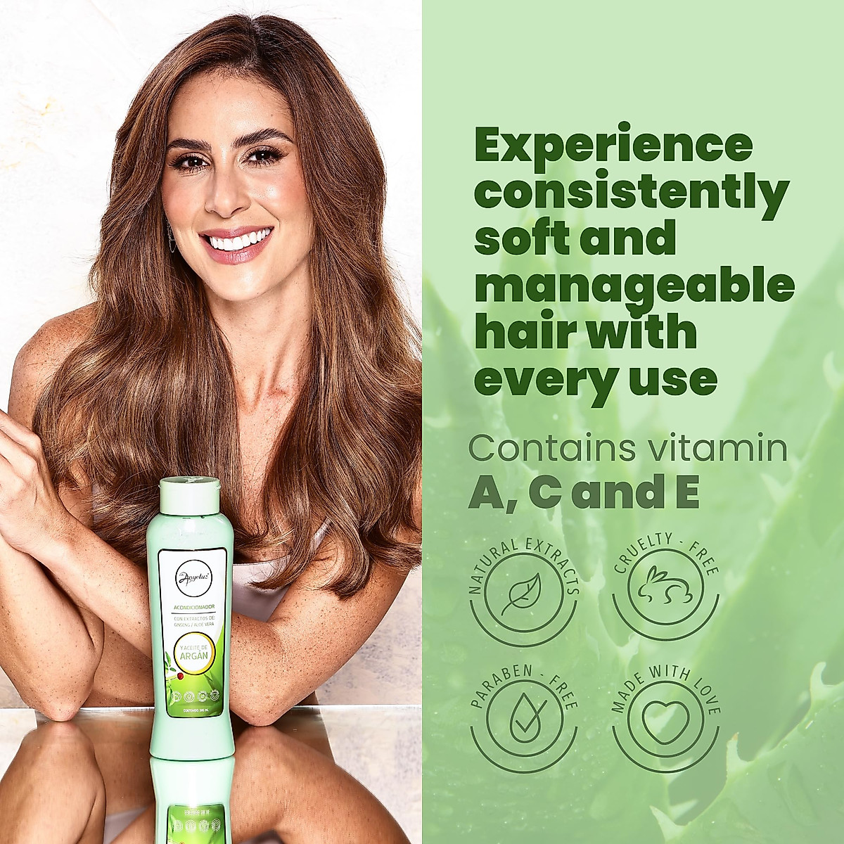 Anyeluz Aloe Vera Conditioner, Enhances Hair Condition Leaving it Silky, Revitalized, and Easy to Comb, Recommended for All Hair Types