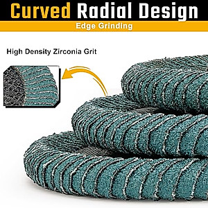 SI FANG Premium Zirconia Curved Flap Discs 4 1/2 Inch Sanding Disc for Angle Grinder, 60 Grit Zirconium Oxide Round Corner Edge Grinding Wheel for Wood Metal - 5 Pack