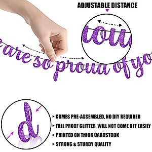 KatchOn, We are So Proud of You Banner - Glitter 10 Feet, No DIY | Congratulations Banner, Purple Graduation Decorations Class of 2024 | Lavender Graduation Decorations, So Proud of You Decorations