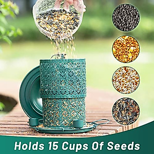 Bird Feeders for Outdoors Hanging,7lb/15 Cups Large Capacity Bird Feeder W/ 3Water Cups and 360° Circular Perch,Wild Bird Feeder as Gift for Bird Lovers Garden Patio Cardinals,Blue Jay Chicken Feeder