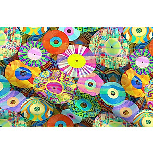 Spoonflower Fabric - Trippy Vinyl 1960S Hippie Vintage Disco 1970S Retro Nostalgia Printed on Petal Signature Cotton Fabric Fat Quarter - Sewing Quilting Apparel Crafts Decor