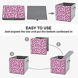 Breast Cancer Awareness Pink Ribbon Collapsible Storage Bins Basics Folding Fabric Storage Cubes Organizer Boxes with Handles