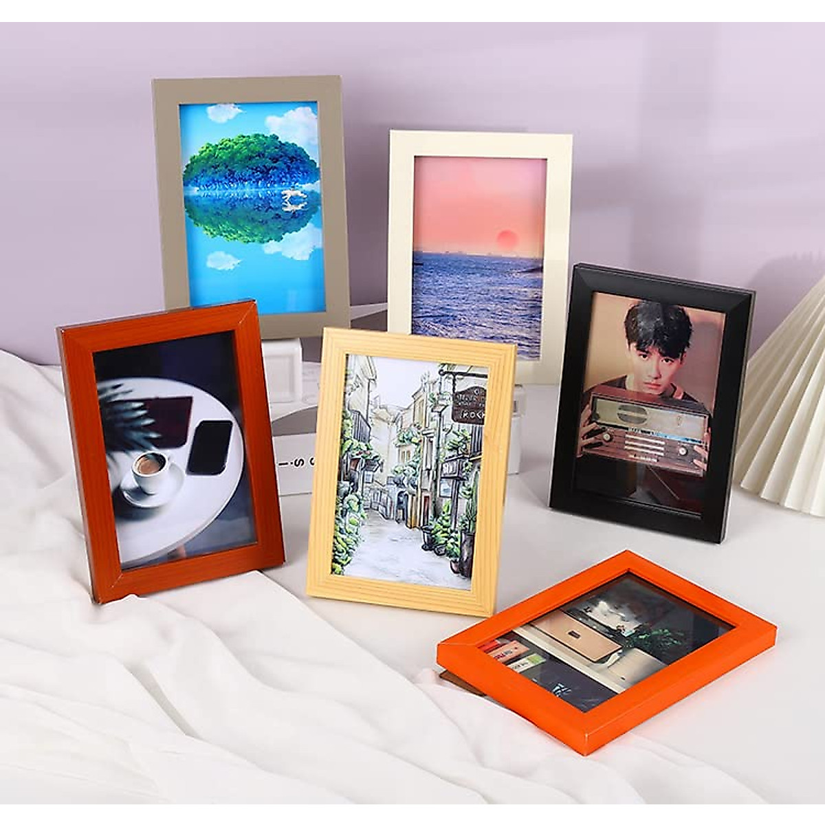 Rikyo Picture Frame 2 Pack, 5x7 inches, Red, Rustic Farmhouse Style, Without Mat, Wall Gallery Photo Frame for Tabletop and Wall Display