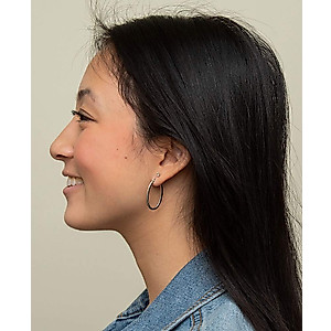 Medium 14K White Gold Oval Hoop Earrings, 1.2 In (31mm) (2mm Tube)