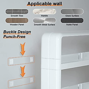 3 Tiers Bathroom Space Saver ,Over The Toilet Storage for Bath Essentials , Restroom Organization and Storage Shelf Over Washer and Dryer,No Drill,White