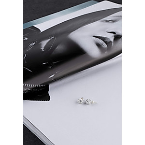 RIVERTREE 925 Sterling Silver 6mm Pave Crystal Disco ball Earrings Stud Silver for Women Shamballa Inspired