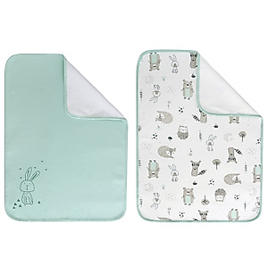 2Pcs Diaper Changing Pad Waterproof Baby Change Mats Bed Pads Washable Soft Cotton Reusable Underpads Incontinence Pad for Baby Toddler Kids Elderly Pet (L, Green)