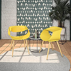 COSCO Outdoor/Indoor Resin Ribbon Chair, 2-Pack, Yellow