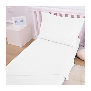 TL Care 100% Natural Cotton Jersey Knit 3-Piece Toddler Sheet Set, White, Soft Breathable, for Boys and Girls