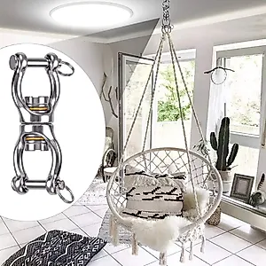 Dolibest SUS304 Silent Bearing Swing Swivel, Tire Swing Swivel with 2 Removeable Buckle for Web Tree Swing, Aerial Dance, Swing Yoga Swing Sets, 770LB Capacity