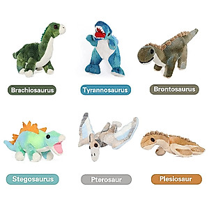 Muiteiur Dinosaur House with 6 Plush Dinosaurs Stuffed Animal Great Set Toy Childrens Day Gift for Boys and Girls, 7.8 inch