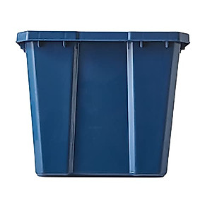 Gracious Living Medium Sized Plastic Curbside 17 Gallon Home or Office Recycling Bin Container with Built-in Carrying Handles, Blue