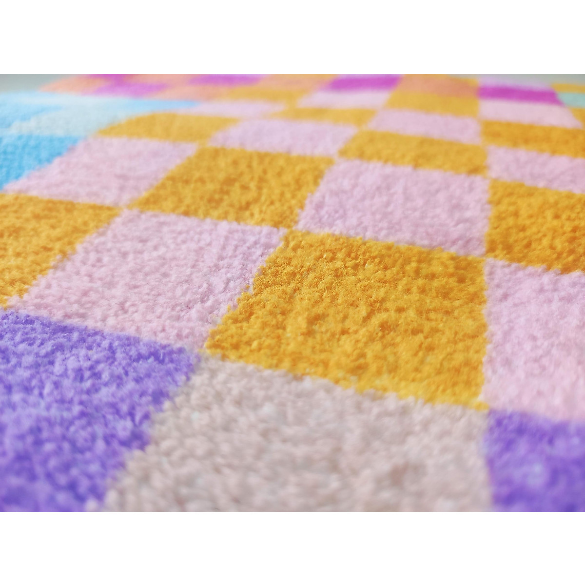 Multicolored Retro Funky Doormat 2'x3', Checkerboard Door Mat Washable Entryway Rug Small Area Rug for Bedroom/Kitchen