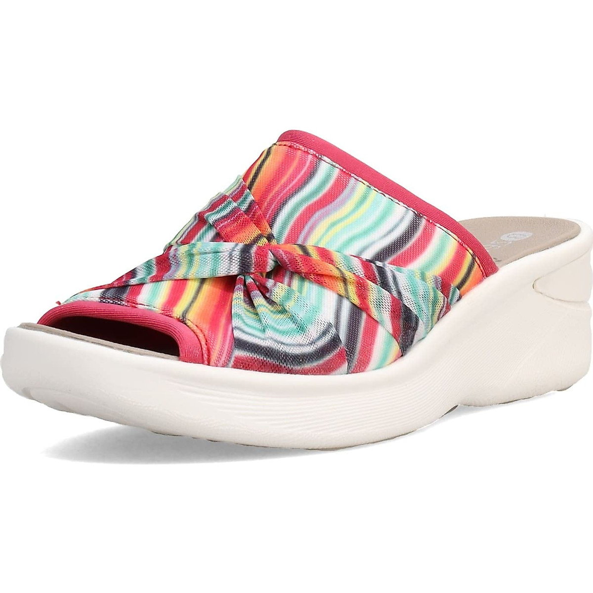 BZees Women's Smile II Slide Sandal, Wave Stripe, 8.5
