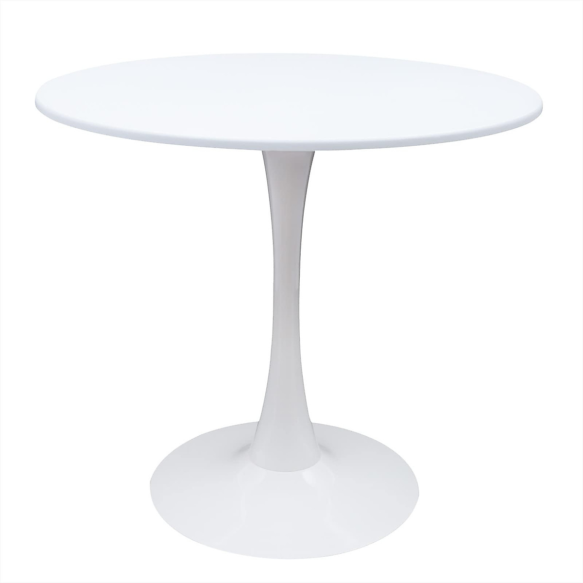 Fichiouy Round Coffee Dining Table with MDF Top Size: 31.5 * 28.7 * 19.7inch, Modern Milk Tea Table Round Pedestal Iron Dining Table Max Load: 165.35LBS