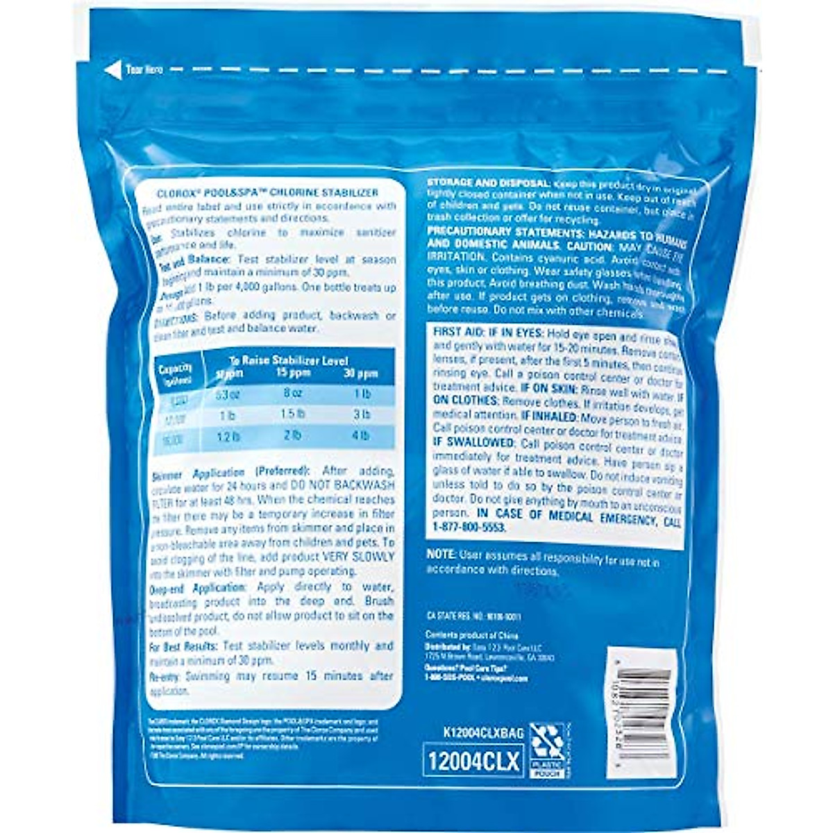 Clorox Pool&Spa 12004CLX Chlorine Stabilizer, 4 lb, 4lb