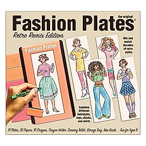 Fashion Plates — Retro Remix Edition — Mix-and-Match Drawing Set — Make 100s of Fabulous Fashion Designs — Ages 6+