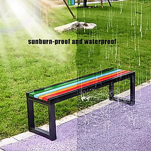 Lebolna Outdoor Garden Benches, 2-3 Person Seat Outdoor Backless Benches Weatherproof, Outside Patio Benches Park Bench with Slatted Seat,Metal Frame,880 lbs Capacity(39.5 inch, White)