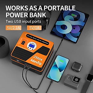 ADORETRIP Jump Starter with Air Compressor, 2500A 150PSI Car Battery Jump Starter (10.0L Gas/ 8.5LDiesel), 24000mAh 12V Jump Box Car Battery Jumper Starter Booster with Digital Display, 2 Lights