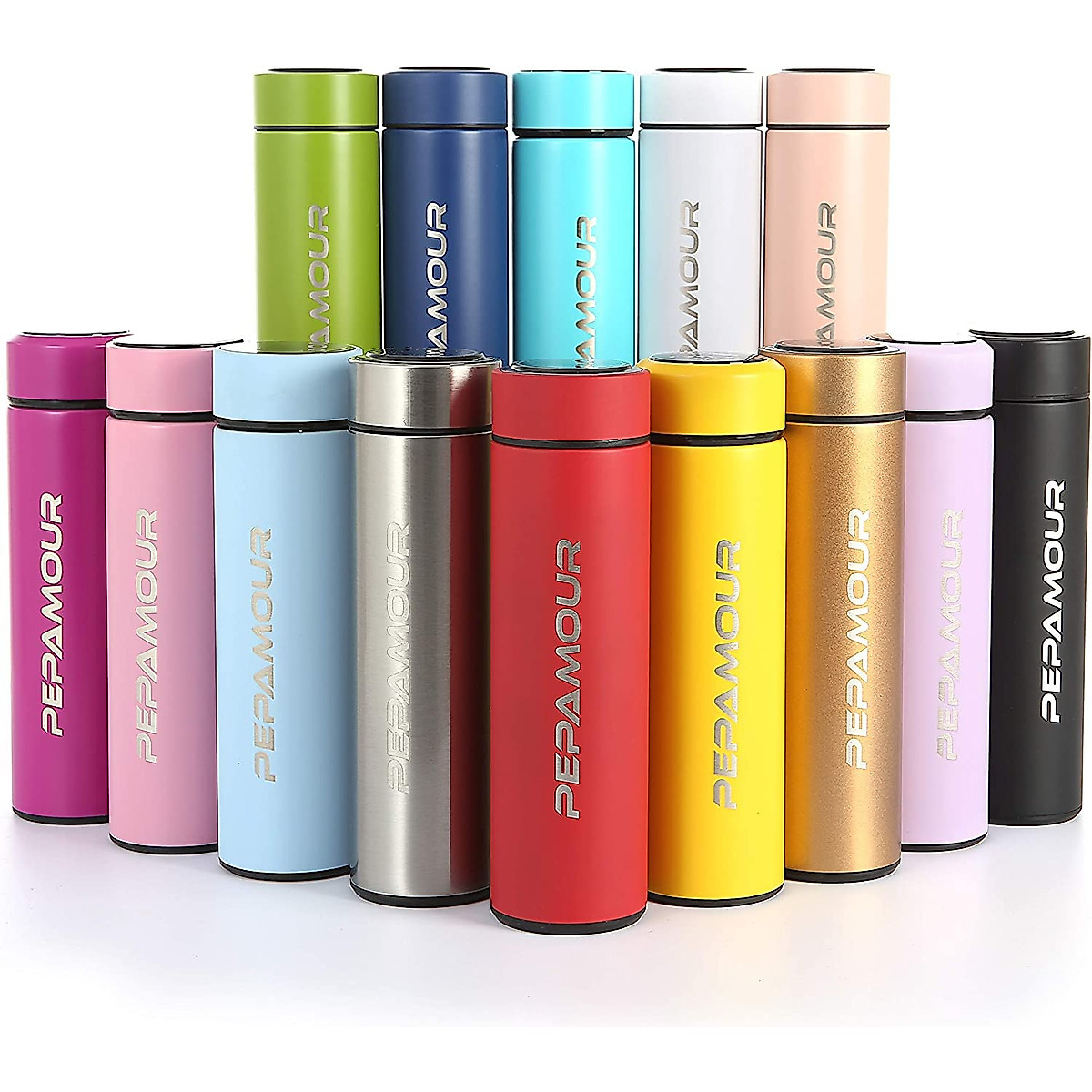 Stainless Steel Thermos, Water Bottle with Smart Temperature Display, Double Wall Insulated Coffee Thermos, BPA-Free, No Smell and Perspiration (Black)